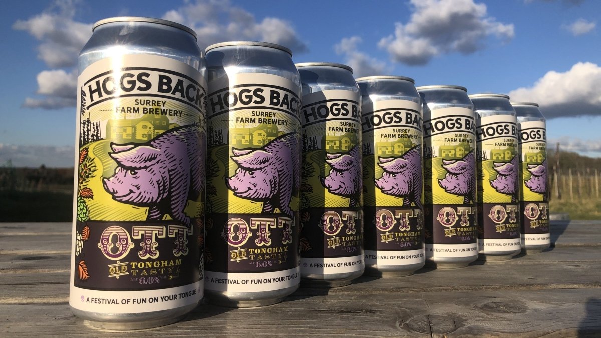 Old Tongham Tasty black beer in cans – Hogs Back Brewery