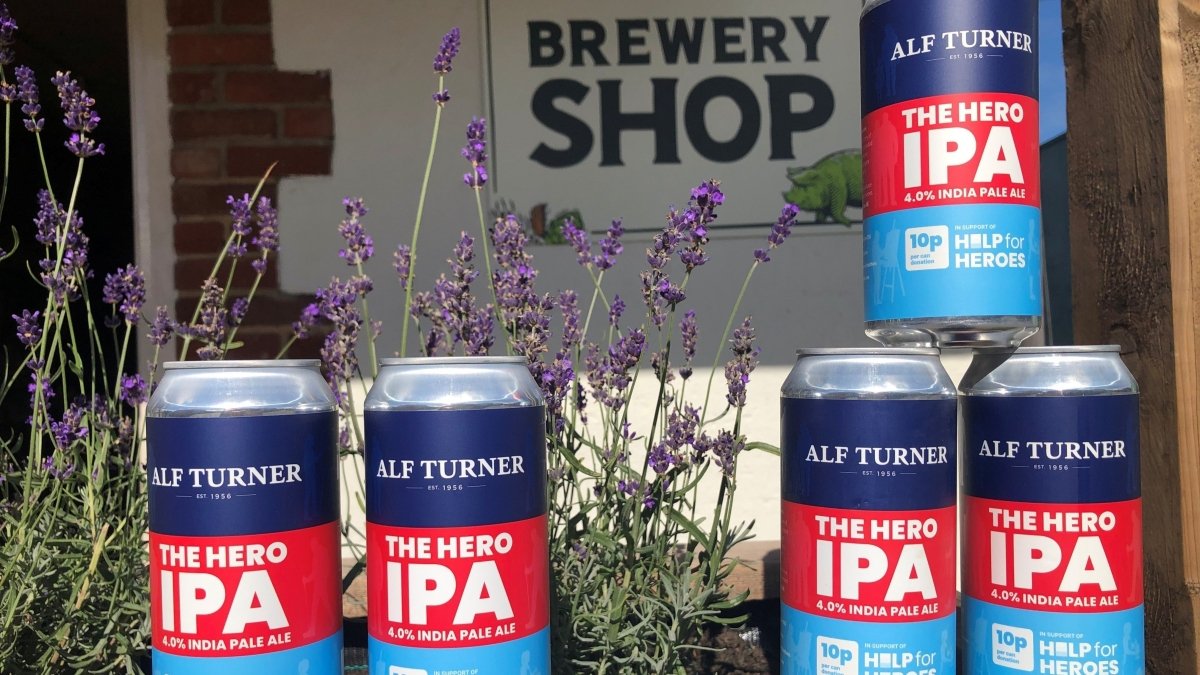 The Hero IPA cans are back to buy! – Hogs Back Brewery